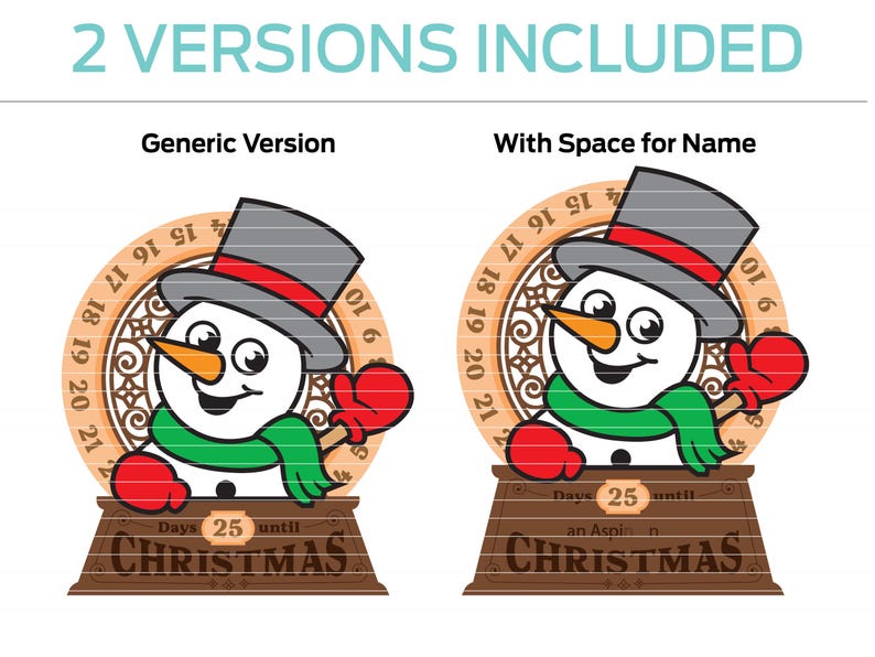 Snowman Christmas Countdown Advent Calendar Stand - 2 Variations ...