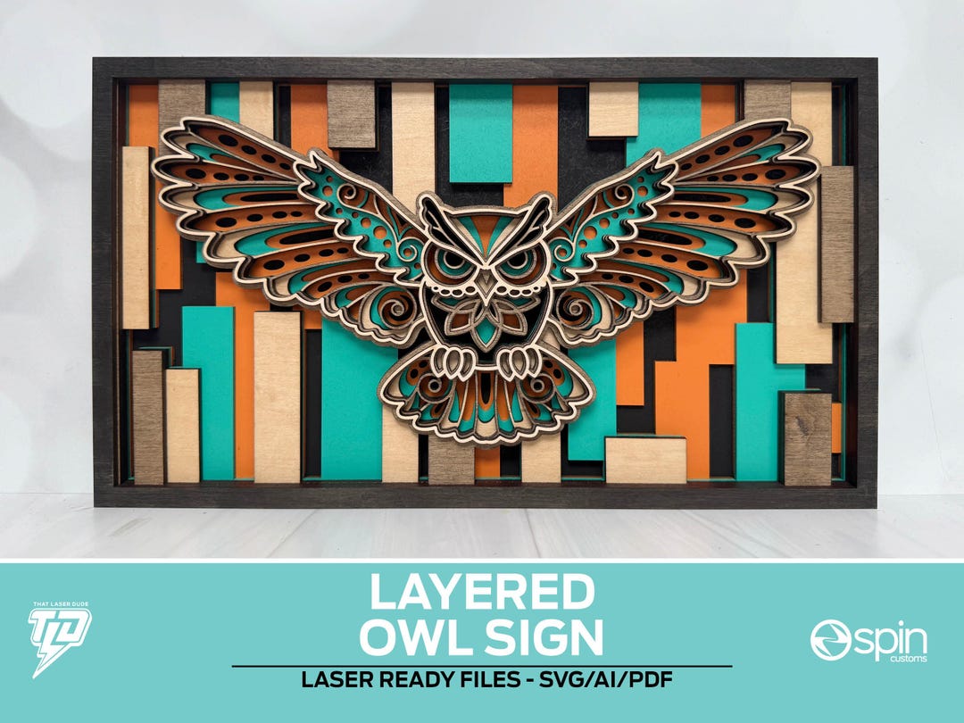 Layered Owl Sign - Laser Ready File - All Lasers - Etsy