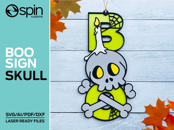 SKULL boo Sign Halloween Laser Ready File - Etsy