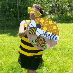 Bumble Bee "hello" Sign - Laser Cut File - Includes Assemble Version to ...