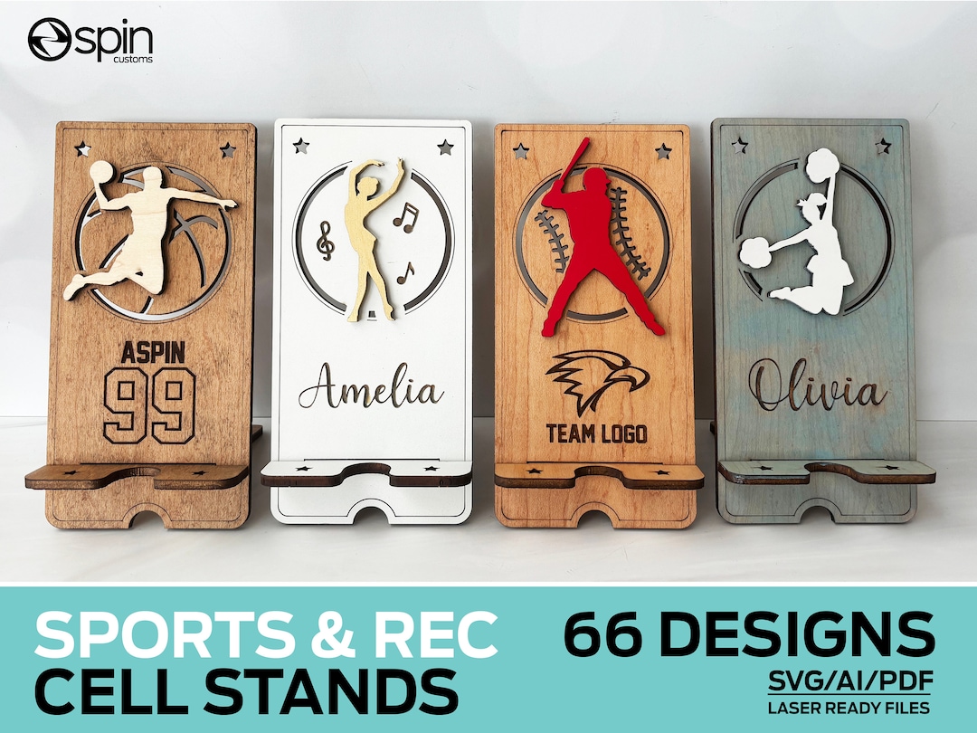 Sports and Recreation Cell Phone Stands - 66 Designs - Laser Ready File ...