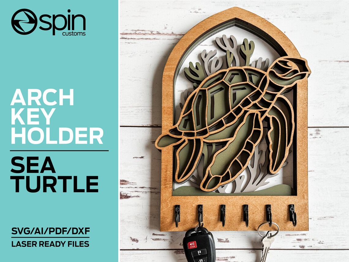 Turtle Arch Key Hanger or Decor - Laser Ready File - Glowforge and All ...