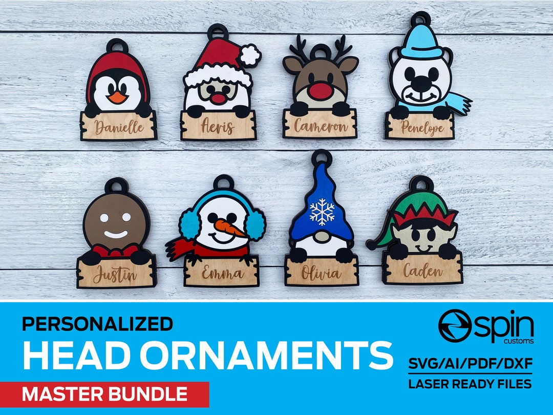 Cute Head Christmas Ornaments - 8 Designs - Master Bundle ...
