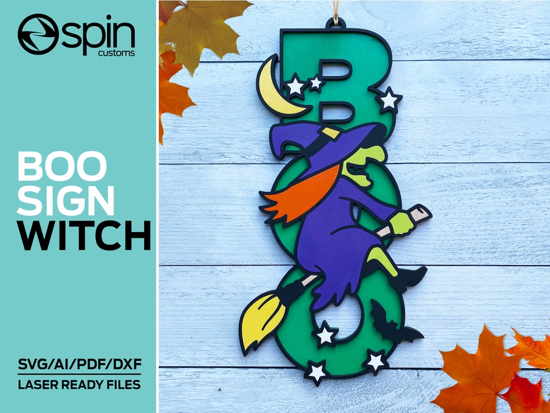 WITCH "boo" Sign - Halloween - Laser Ready File - Glowforge and Other ...