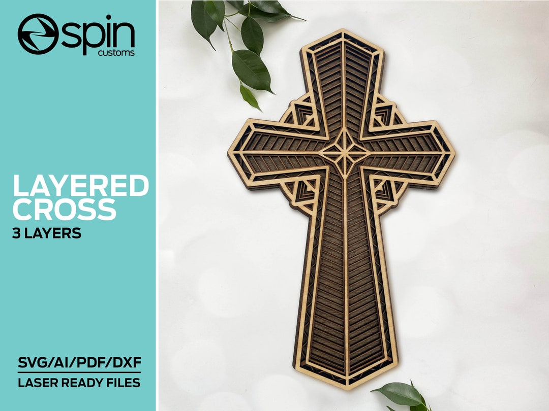 Patterned Cross - 3 Layers - Laser Ready File - Glowforge and All Laser ...