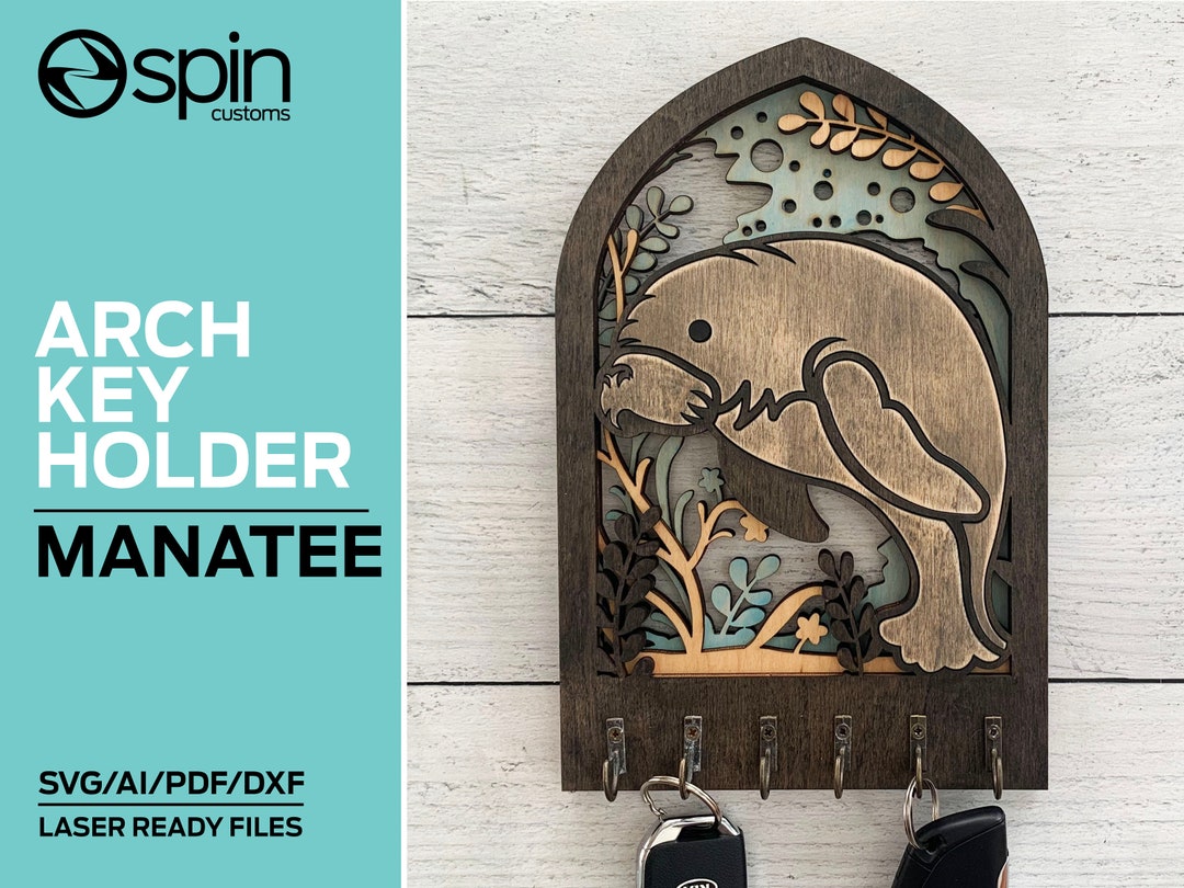 Manatee Arch Key Hanger or Decor - Laser Ready File - Glowforge and All ...