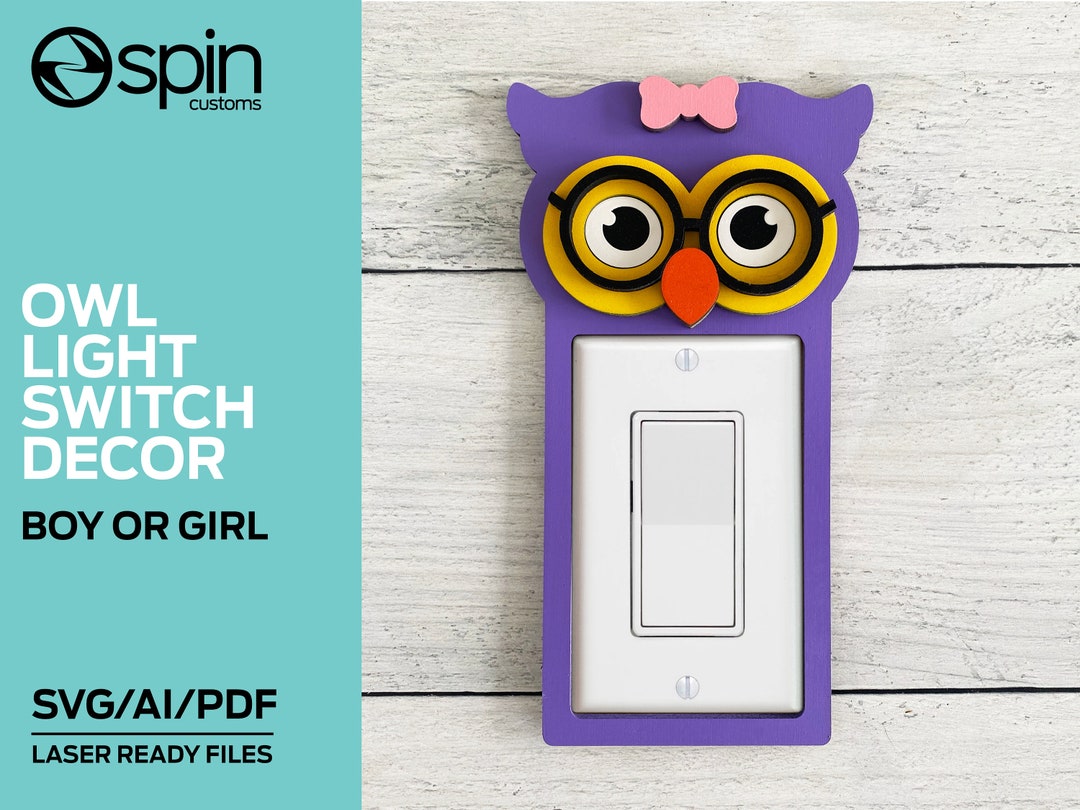 Owl Light Switch Decor - Laser Ready File - Glowforge and All Laser ...