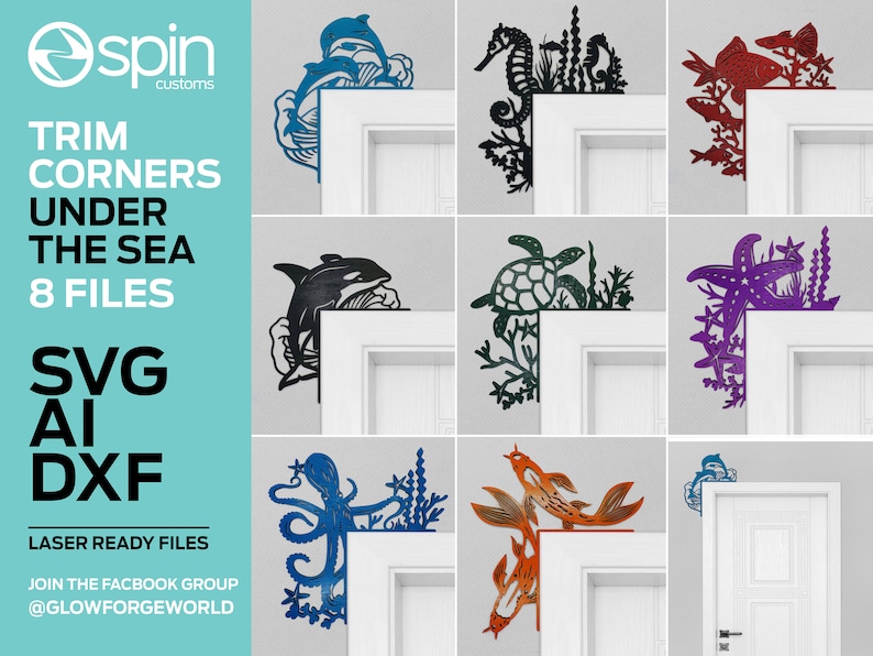 Trim Corners - Under the Sea Bundle - 8 Files - SVG/AI/DXF - Laser ...