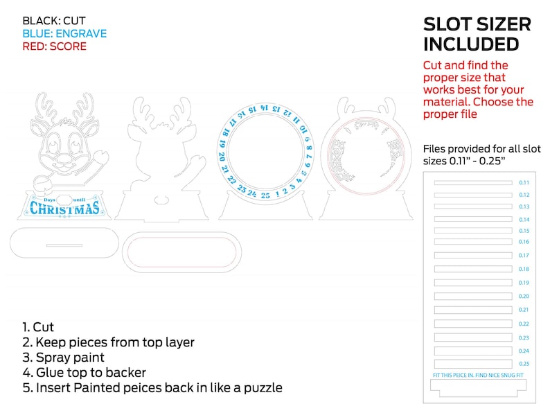 Rudolph Christmas Countdown Advent Calendar Stand - 2 Variations ...