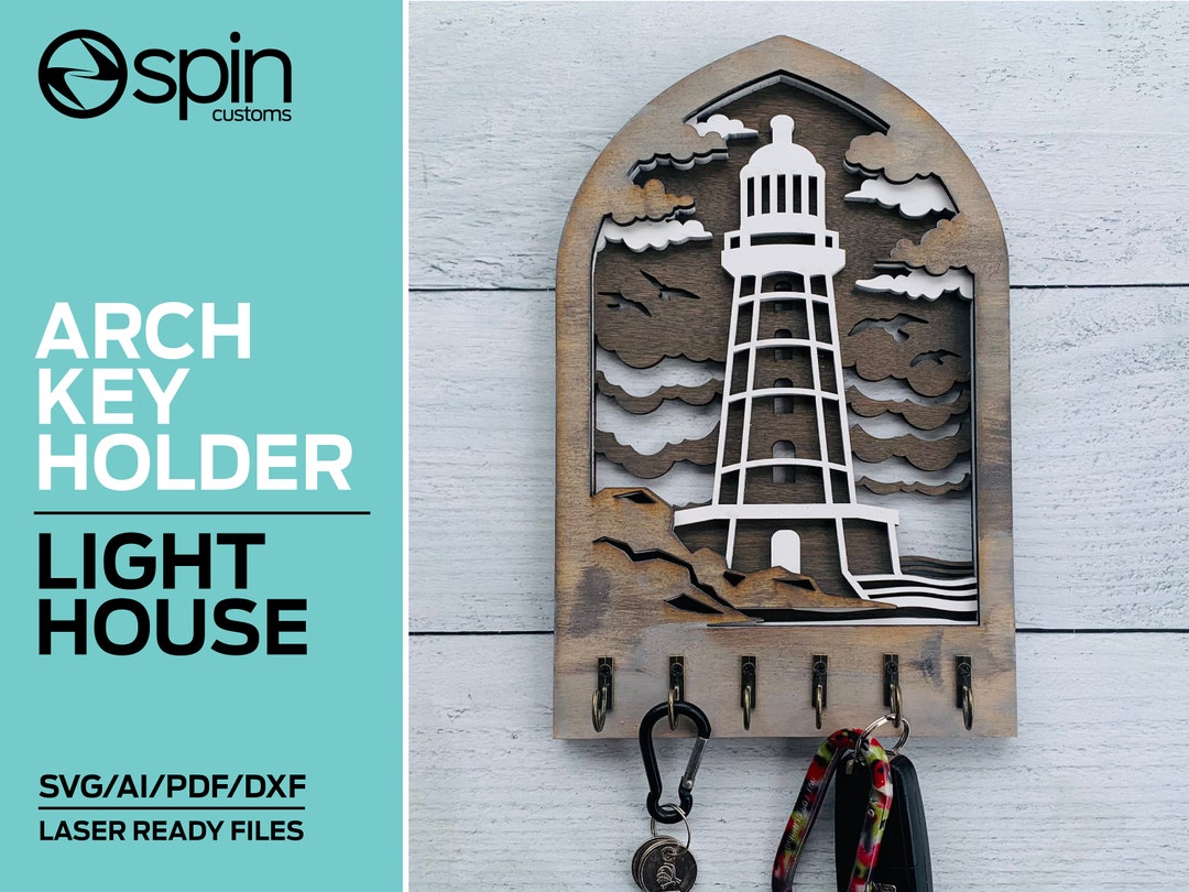Lighthouse Arch Key Hanger or Decor - Laser Ready File - Glowforge and ...