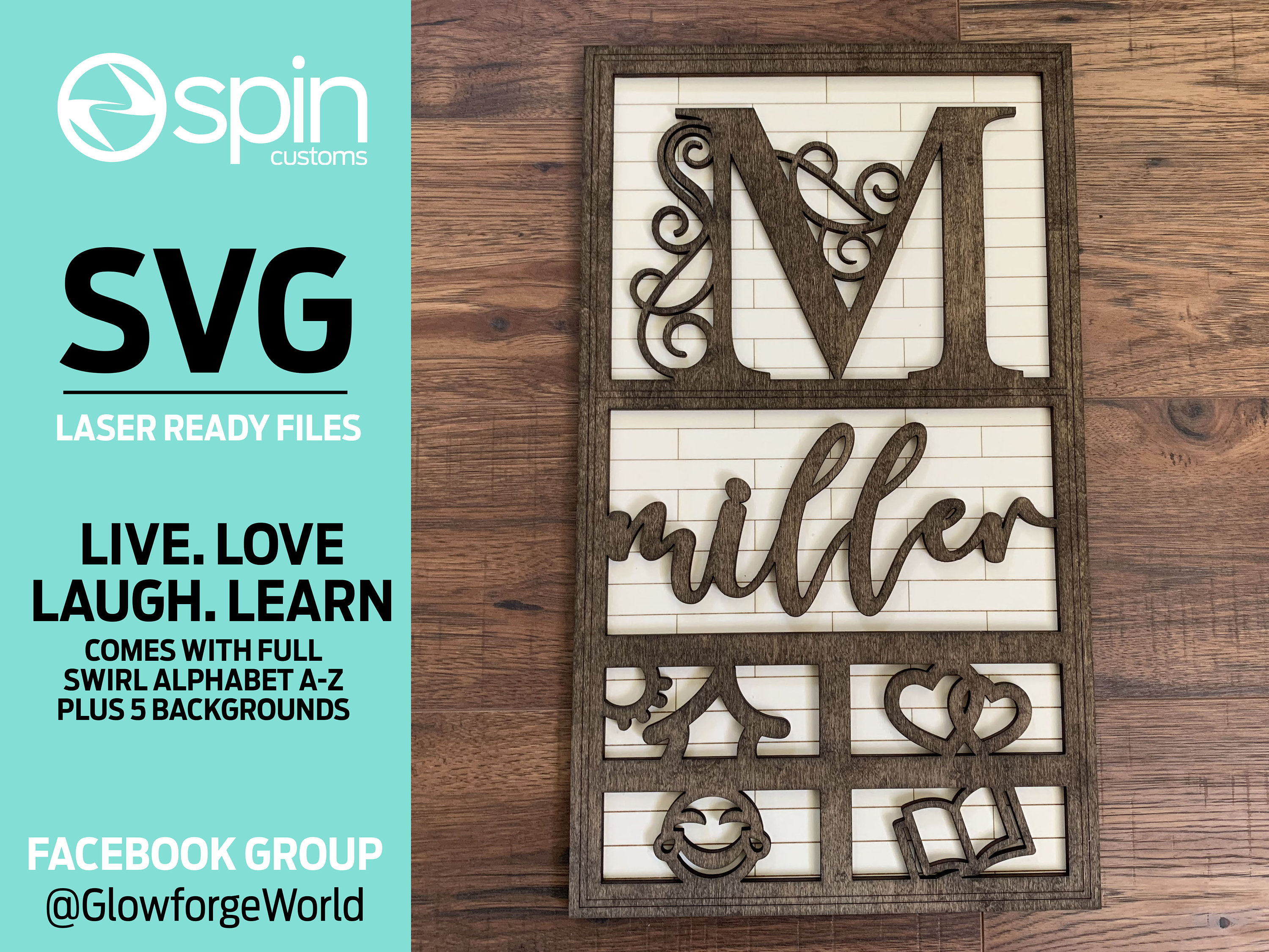 Live Love Laugh Learn Custom Monogram Sign W/full Aplhabet - Etsy