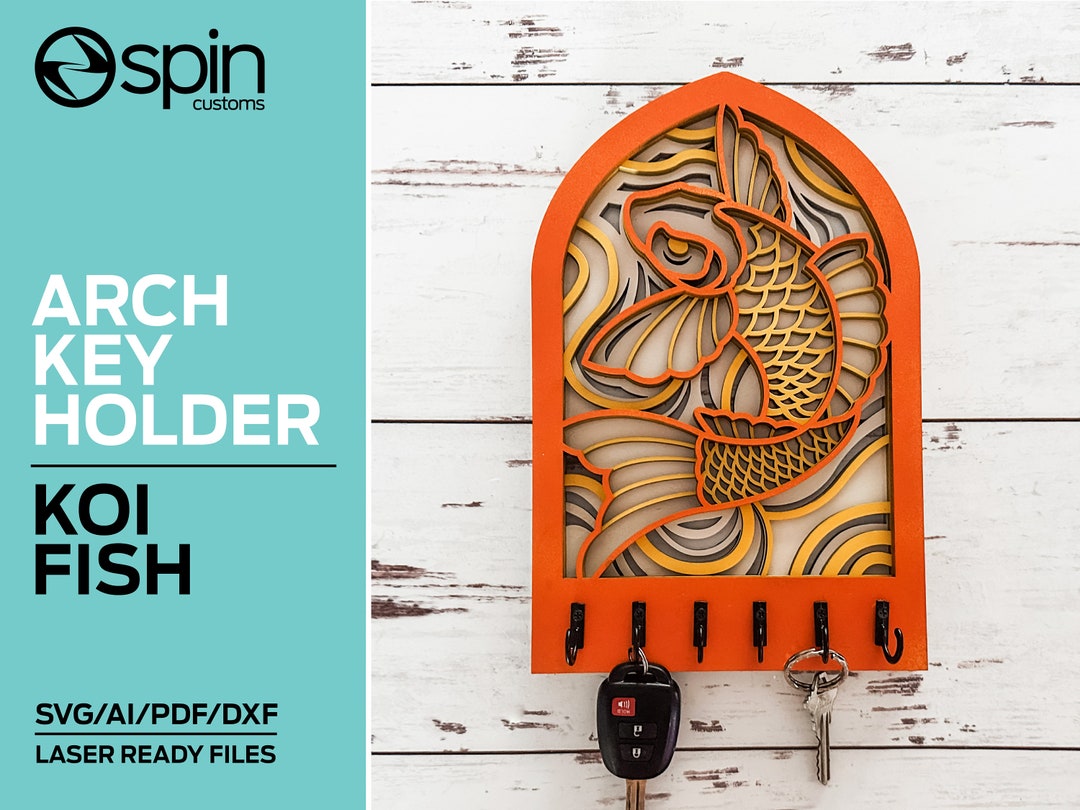 Koi Fish Arch Key Hanger or Decor - Laser Ready File - Glowforge and ...