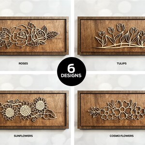 Florals Line Art Signs - 6 Designs - Glowforge and Lightburn Tested ...