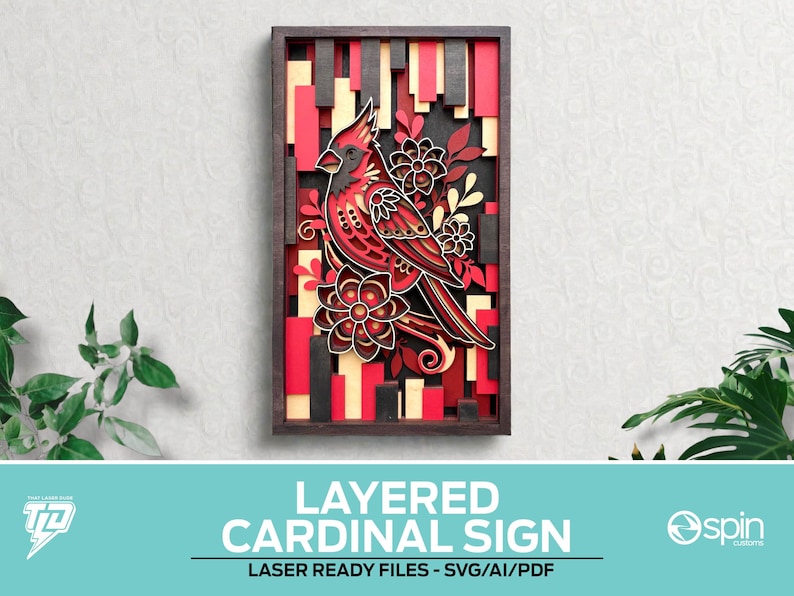 Layered Cardinal Sign - Laser Ready File - All Lasers - Etsy
