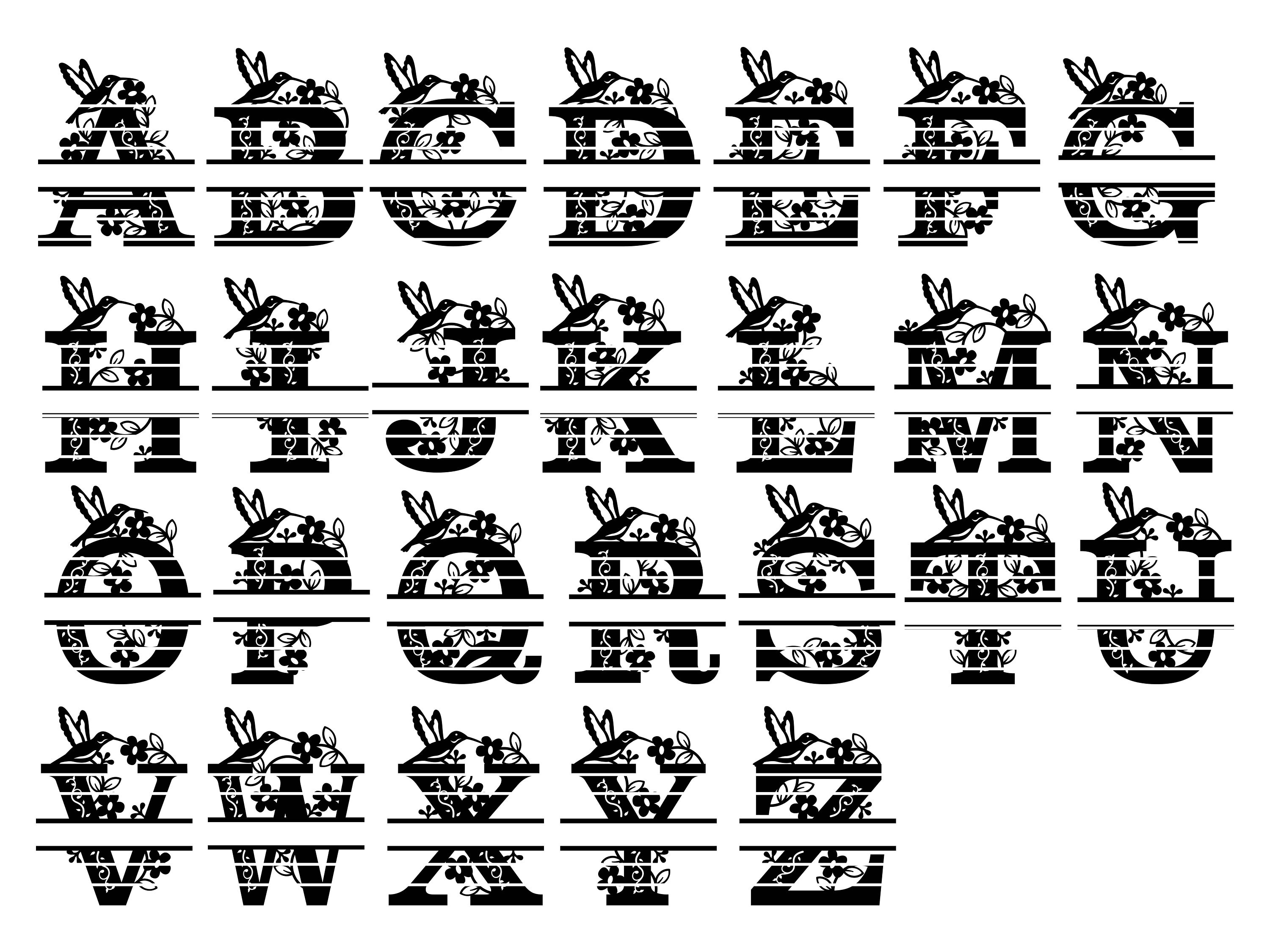 Monograma de letras divididas de colibrí Archivo listo para - Etsy México