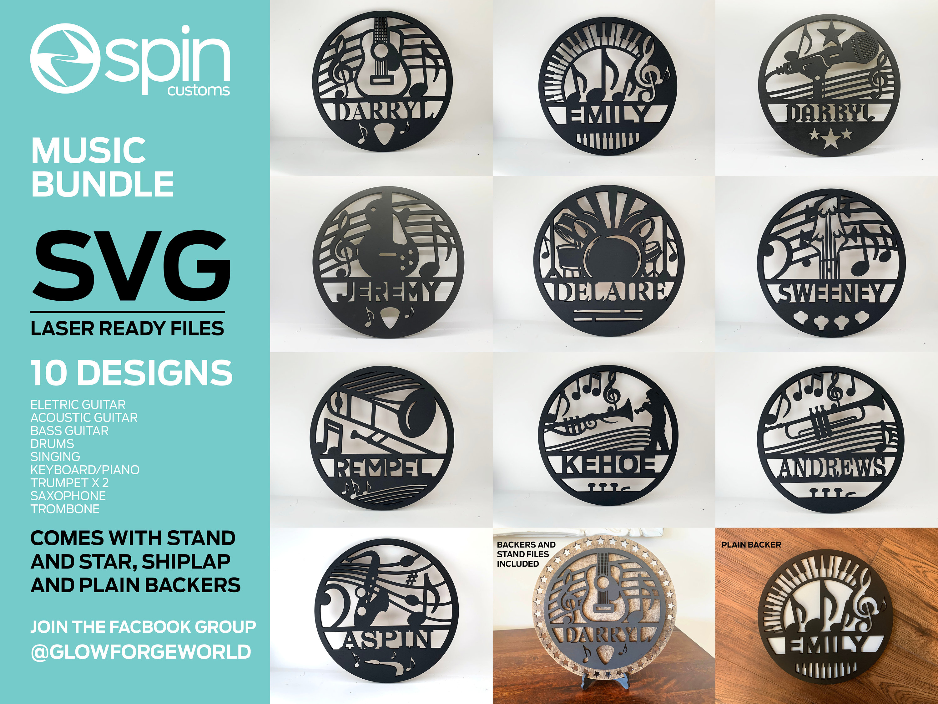 Music Rounds Bundle 10 Laser Ready Digital Files SVG - Etsy