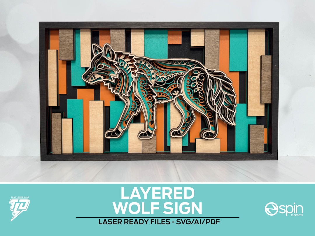 Layered Wolf Sign - Laser Ready File - All Lasers - Etsy