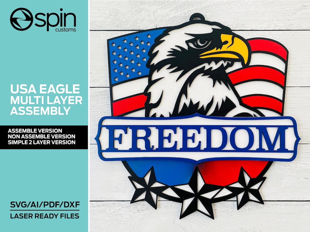 Multi-layer Assemble and Non Assemble USA EAGLE - Laser Cut File - Etsy