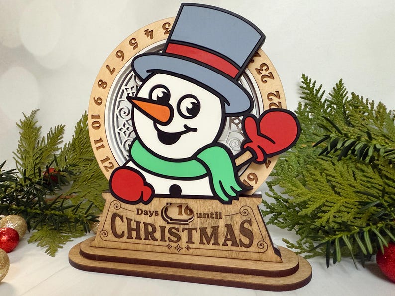 Snowman Christmas Countdown Advent Calendar Stand - 2 Variations ...