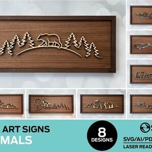 Animals Line Art Signs - 8 Designs - Glowforge and Lightburn Tested ...