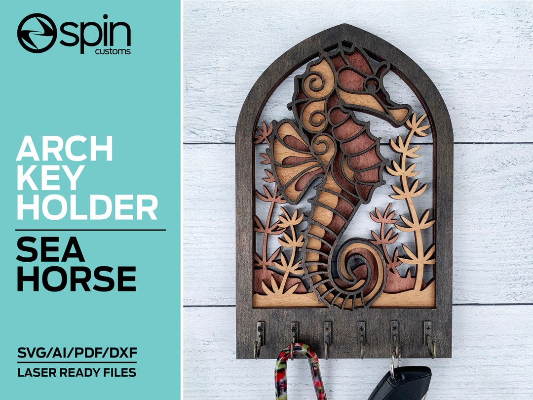 Seahorse Arch Key Hanger or Decor - Laser Ready File - Glowforge and ...