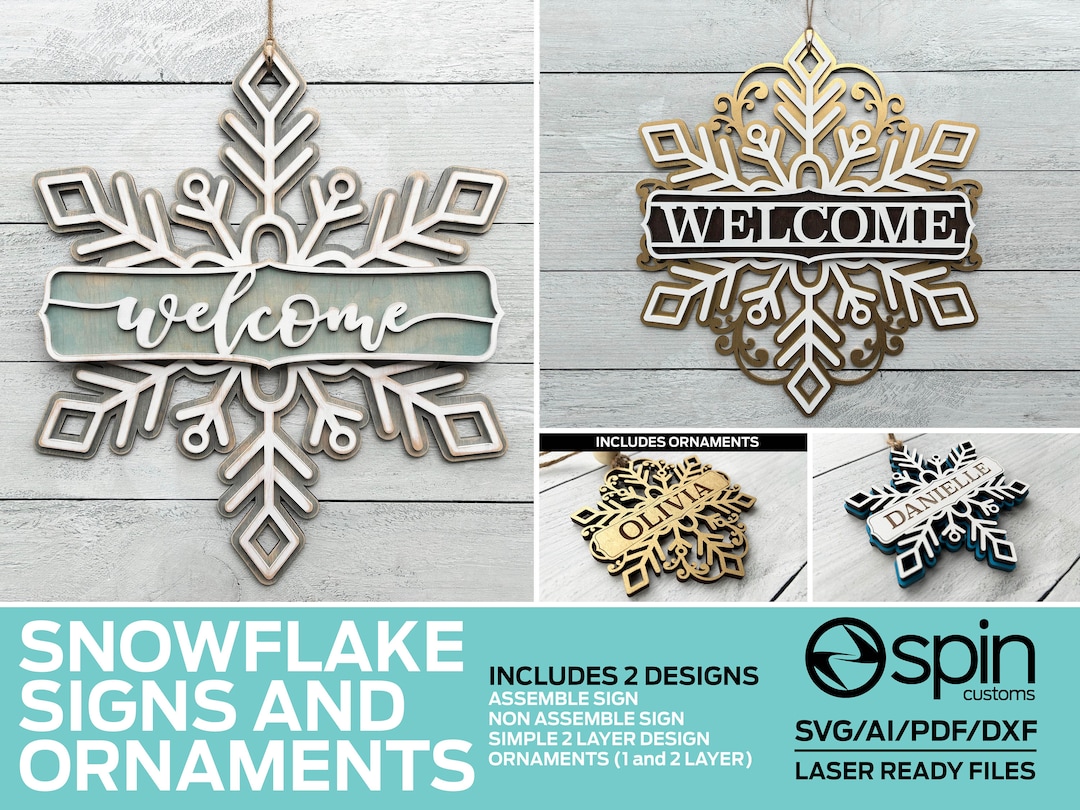 Snowflake Signs & Ornaments - Includes Assemble Version - Laser Cut ...