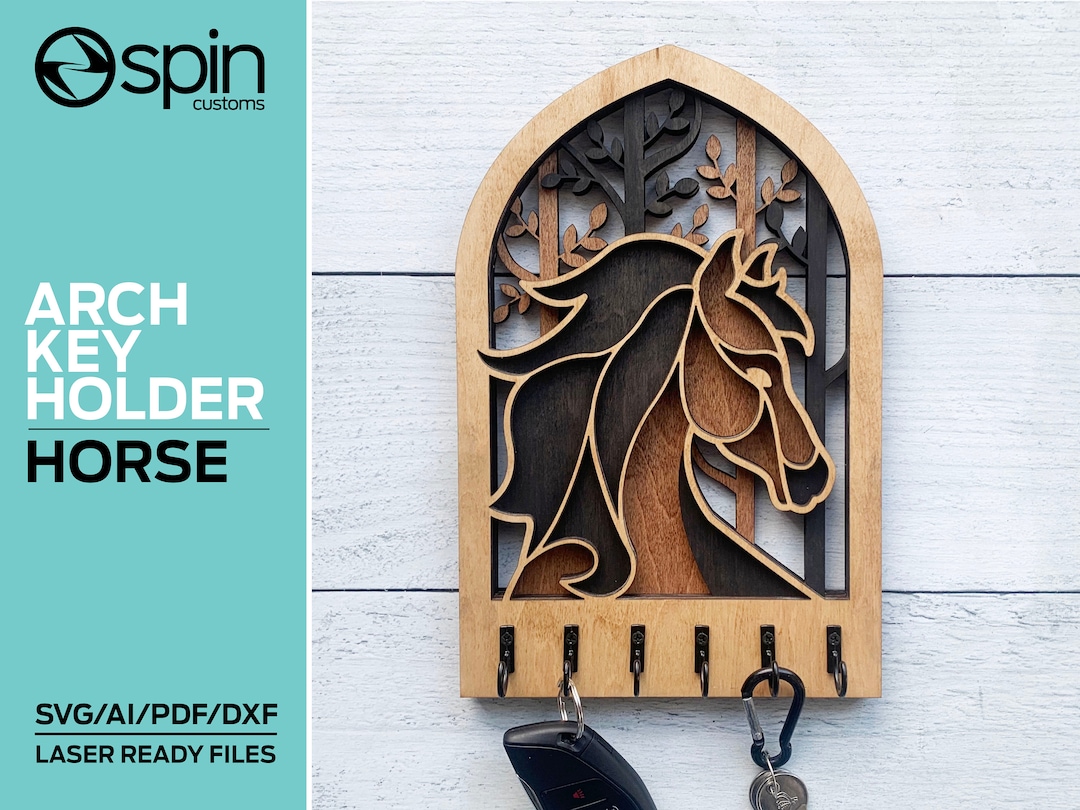 Horse Arch Key Hanger or Decor - Laser Ready File - Glowforge and All ...