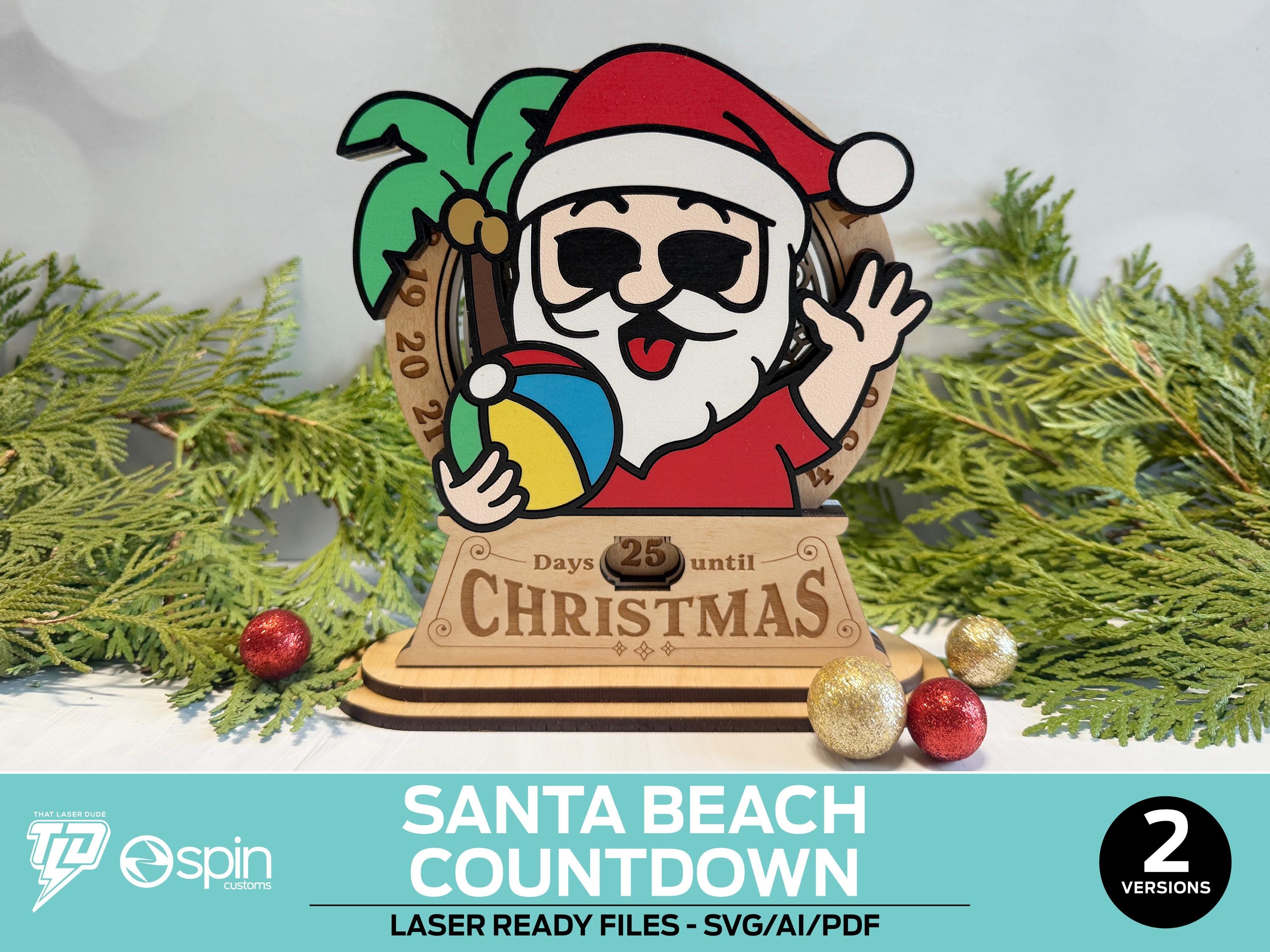 Beach Santa Christmas Countdown Advent Calendar Stand - 2 Variations ...