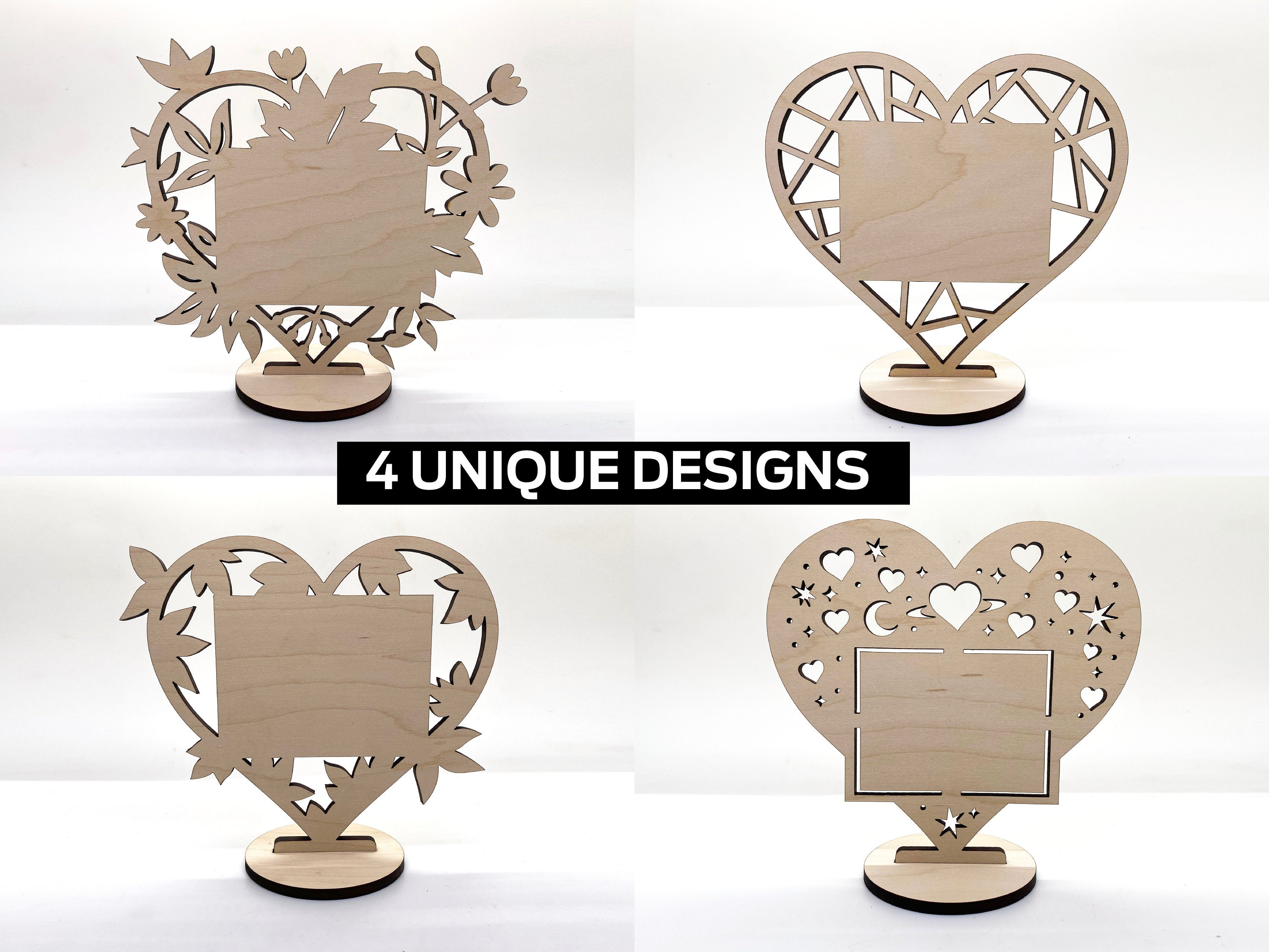 Heart Stands With Engrave Area Laser Ready File Glowforge | Etsy