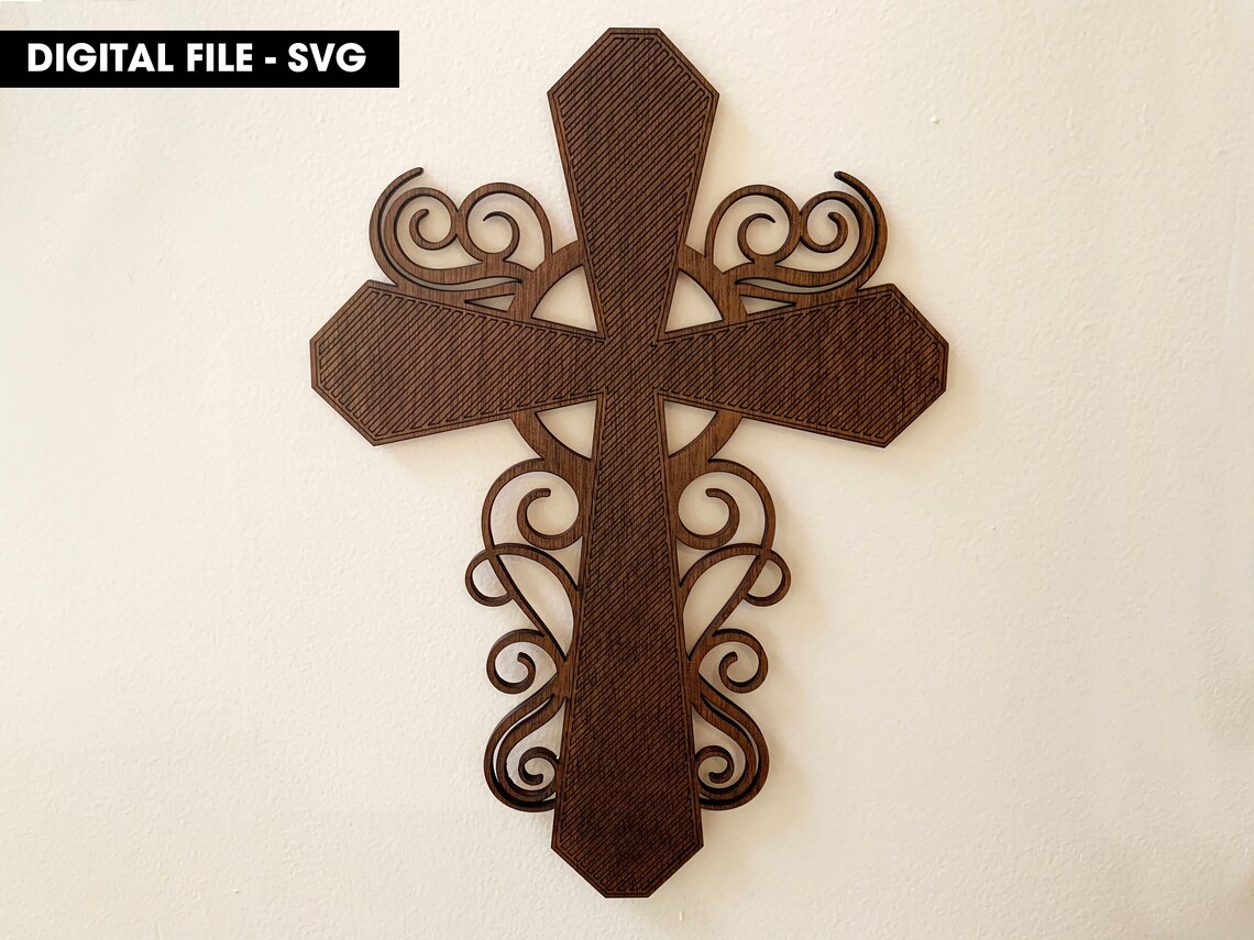 Cross Digital File Swirl Design SVG Glowforge Cricut | Etsy