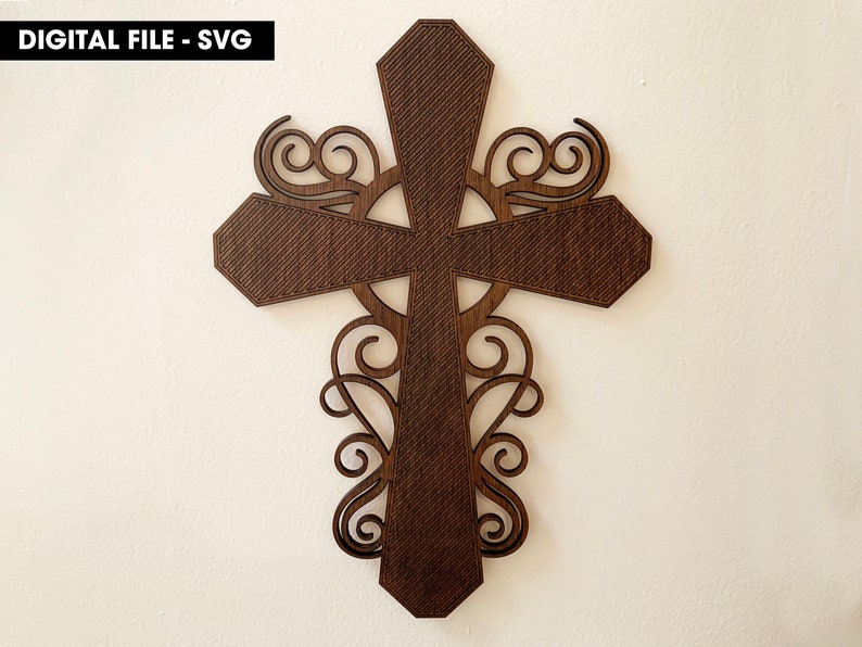 Cross - Digital File - Swirl Design - SVG - Glowforge - Cricut - Etsy