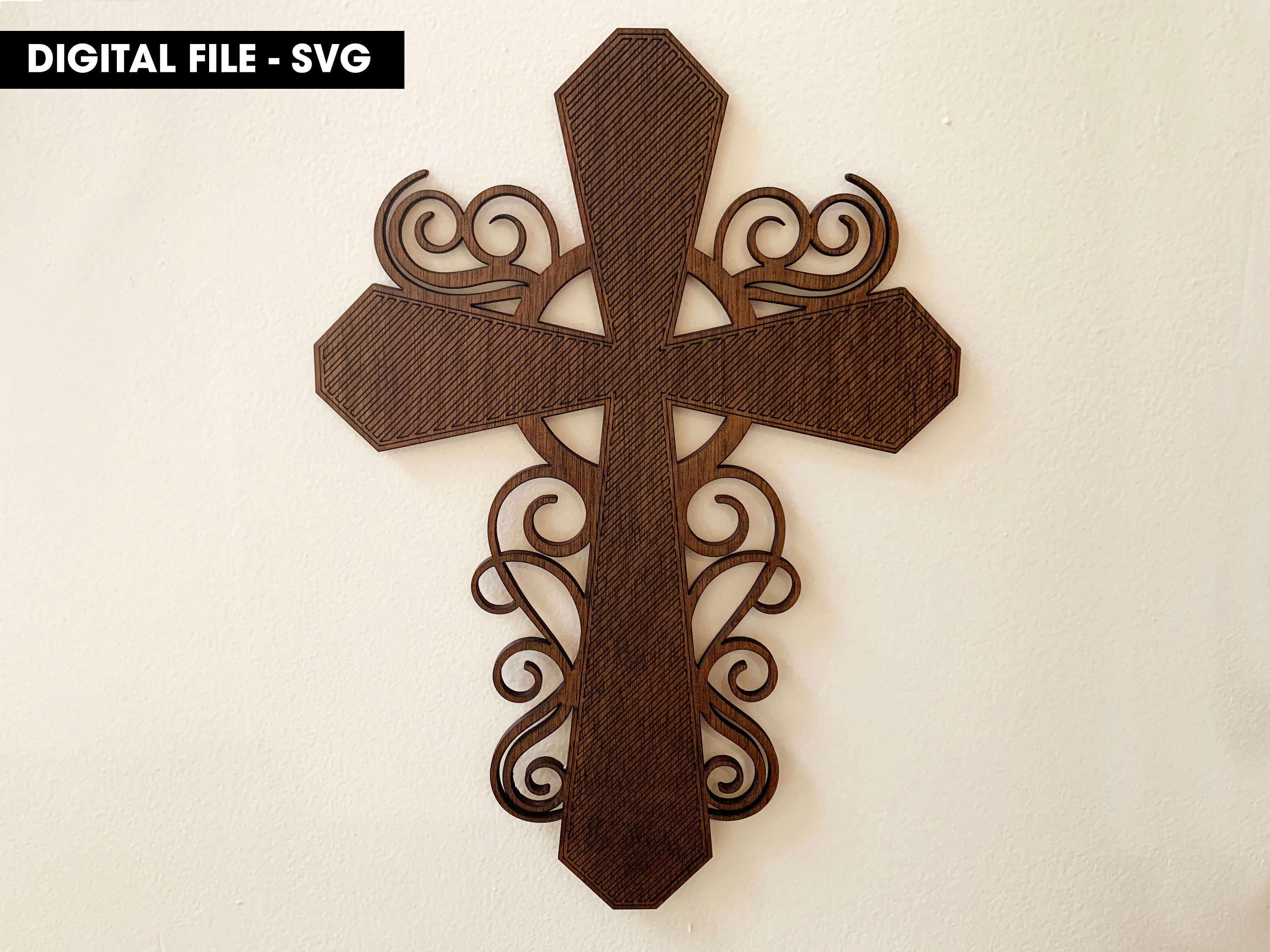 Cross - Digital File - Swirl Design - SVG - Glowforge - Cricut - Etsy