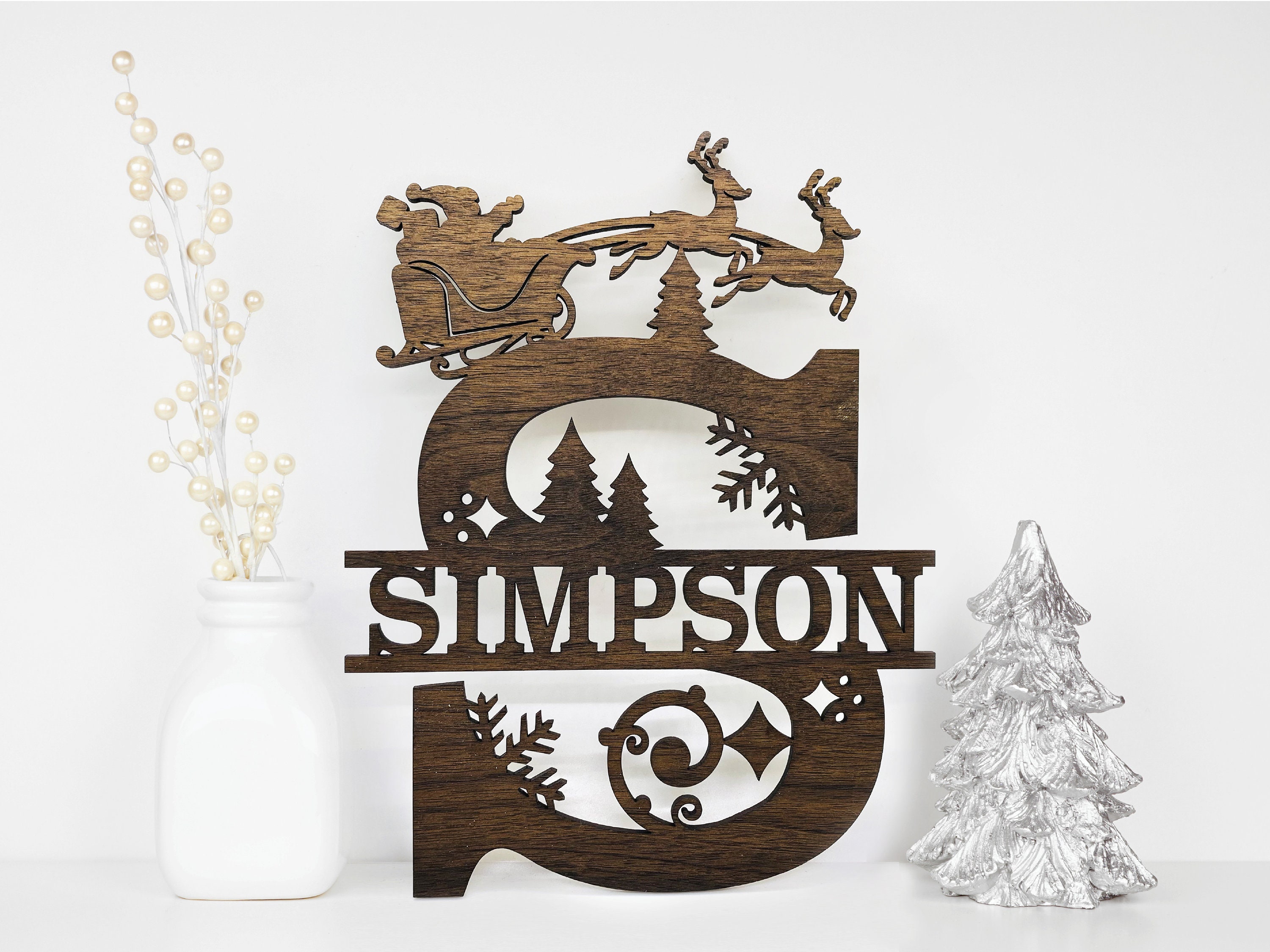 Christmas Theme Split Letter Monograms and Ornaments - A-Z - Digital ...