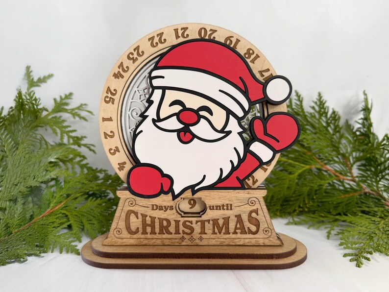 Santa Christmas Countdown Advent Calendar Stand - 2 Variations - Laser ...