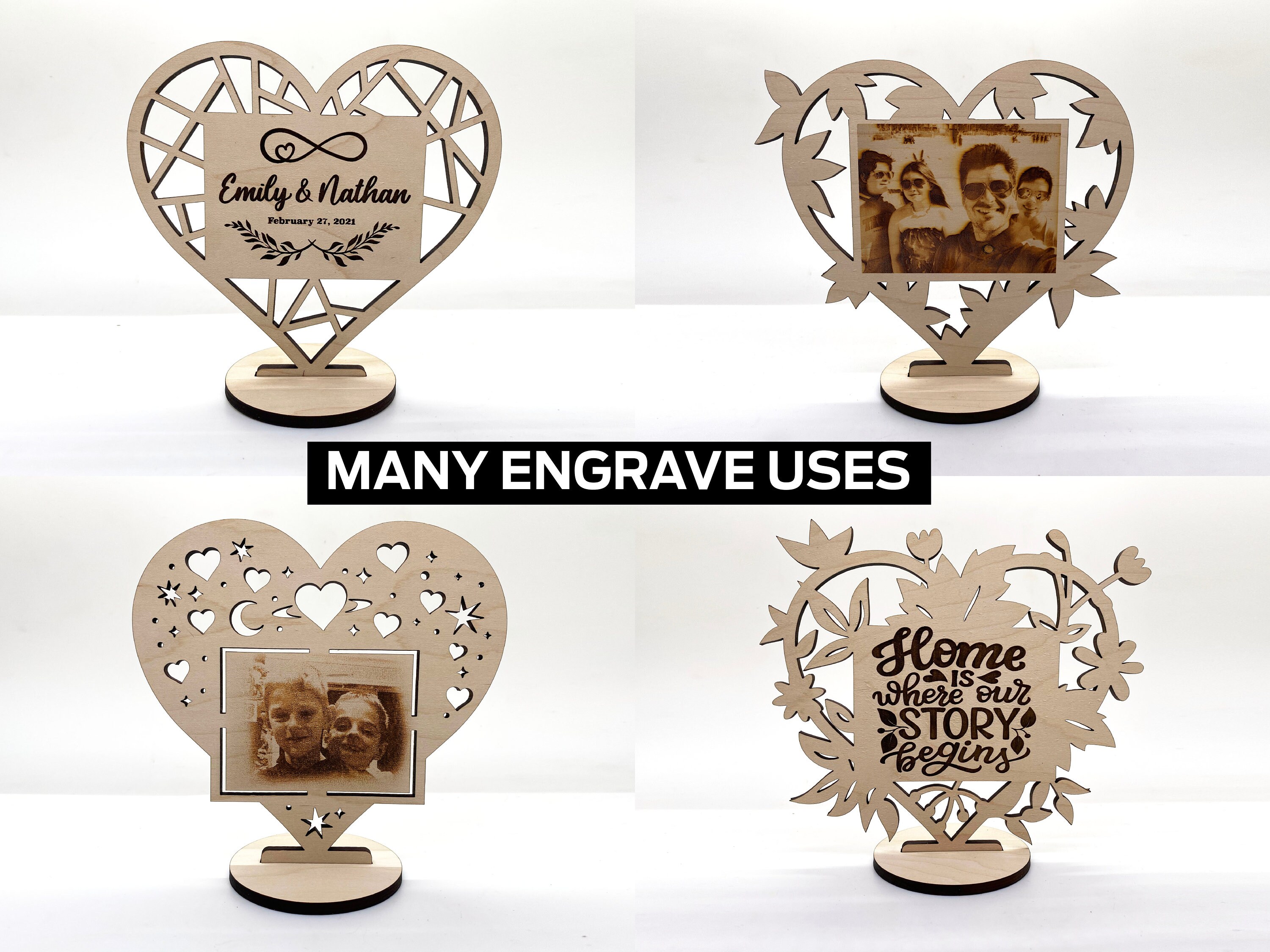 Heart Stands With Engrave Area Laser Ready File Glowforge - Etsy