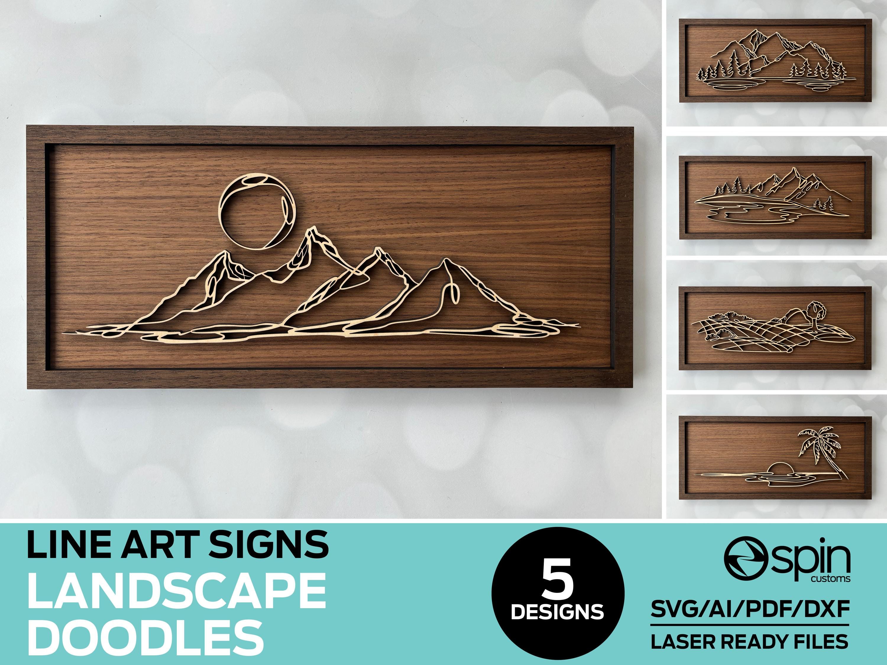 Landscapes "doodles" Line Art Signs - 5 Designs - Glowforge and ...