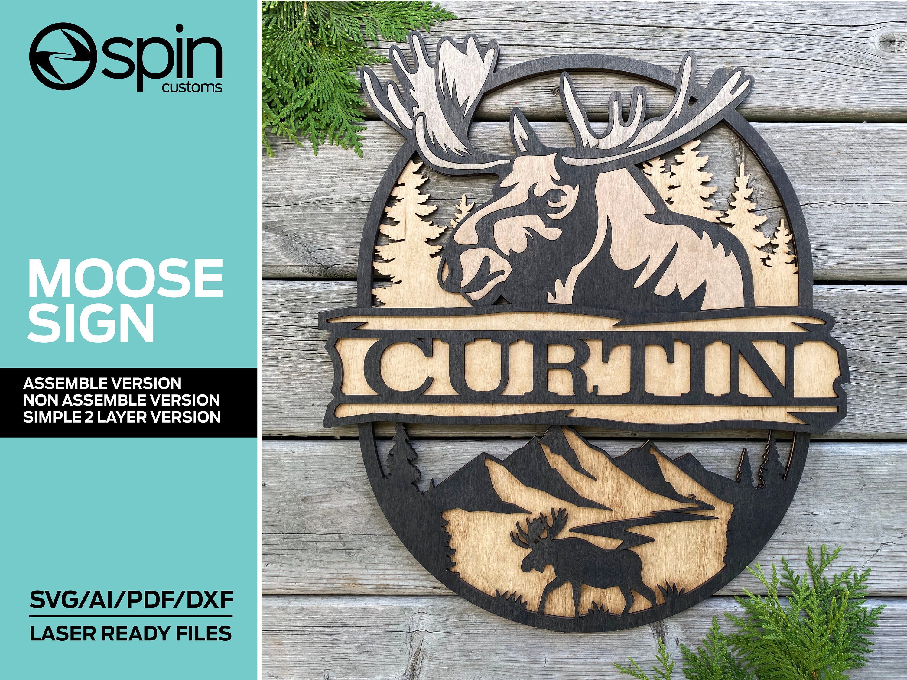 Moose Layered Assemble and Non Assemble Sign Laser Cut File - Etsy