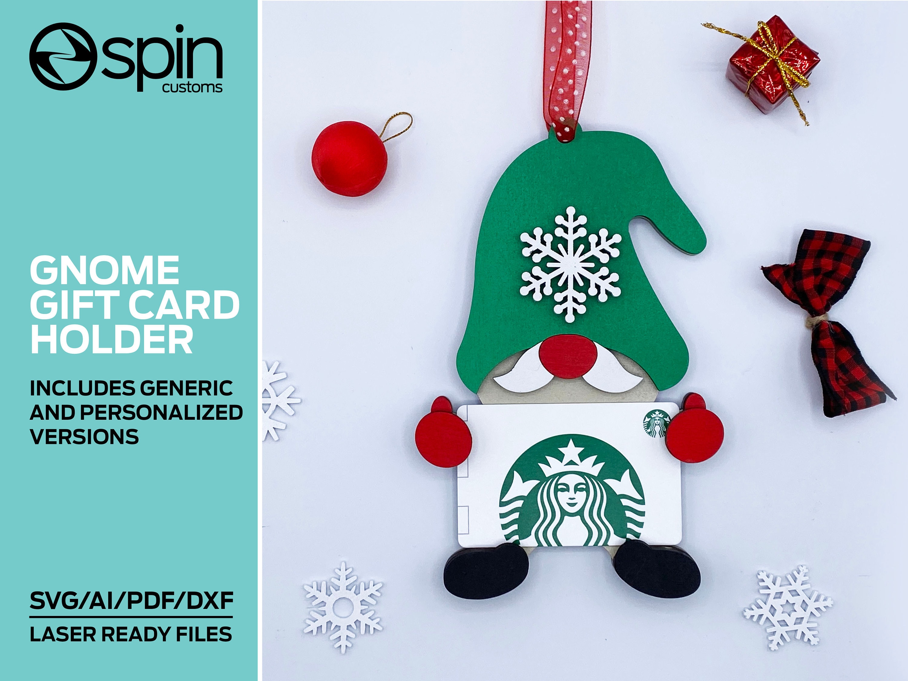 Christmas Gnome Gift Card Holder Christmas Ornament Laser - Etsy