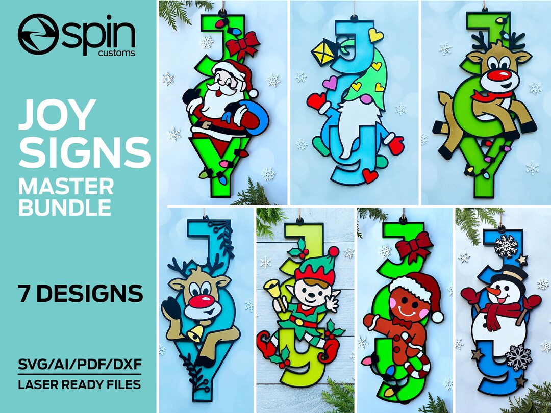 JOY SIGNS Master Bundle - 7 Designs - Christmas - Laser Ready File ...