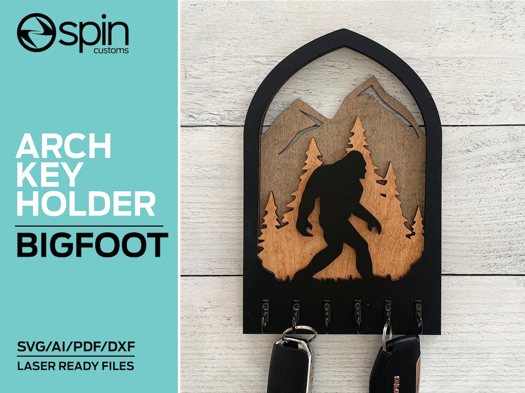 Bigfoot Arch Key Hanger or Decor - Laser Ready File - Glowforge and All ...