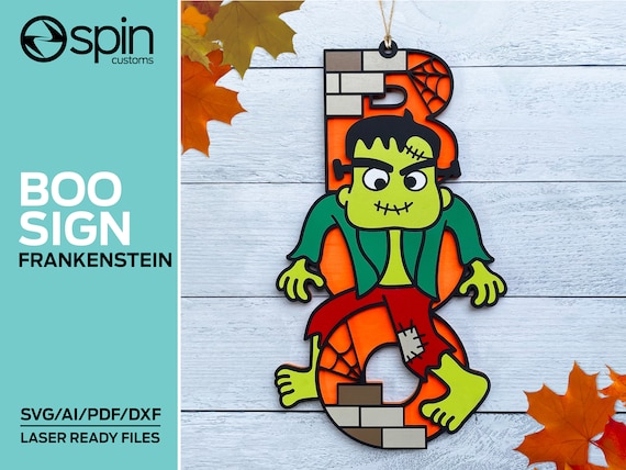 FRANKENSTEIN boo Sign Halloween Laser Ready - Etsy