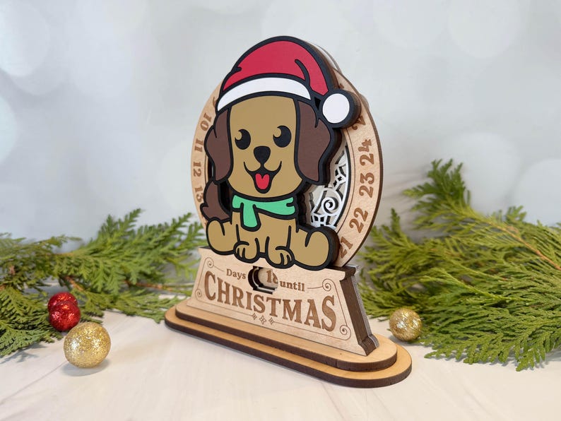 Dog Christmas Countdown Advent Calendar Stand - 2 Variations - Laser ...