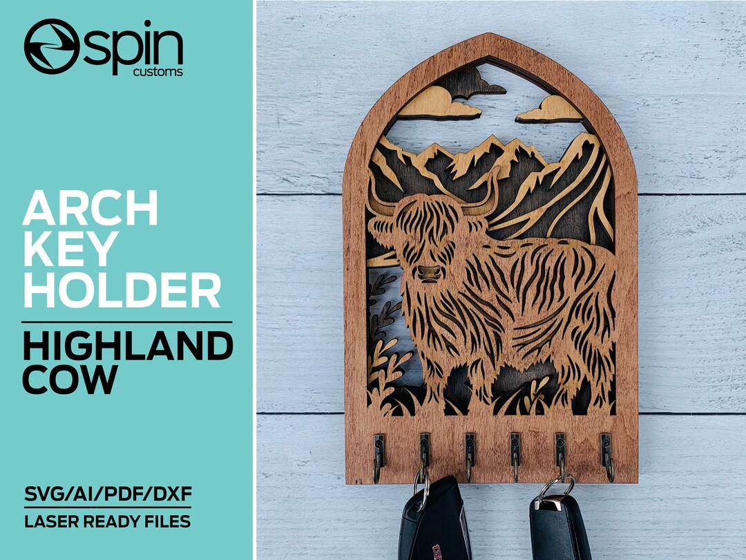 Highland Cow Arch Key Hanger or Decor - Laser Ready File - Glowforge ...
