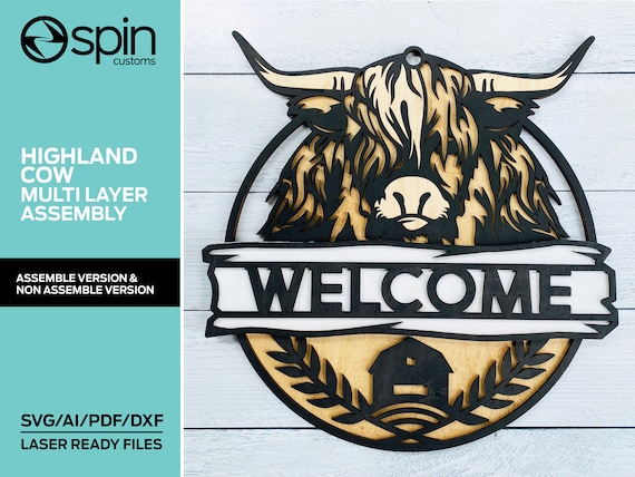 Multi-layer Assemble and Non Assemble Highland Cow Sign - Etsy