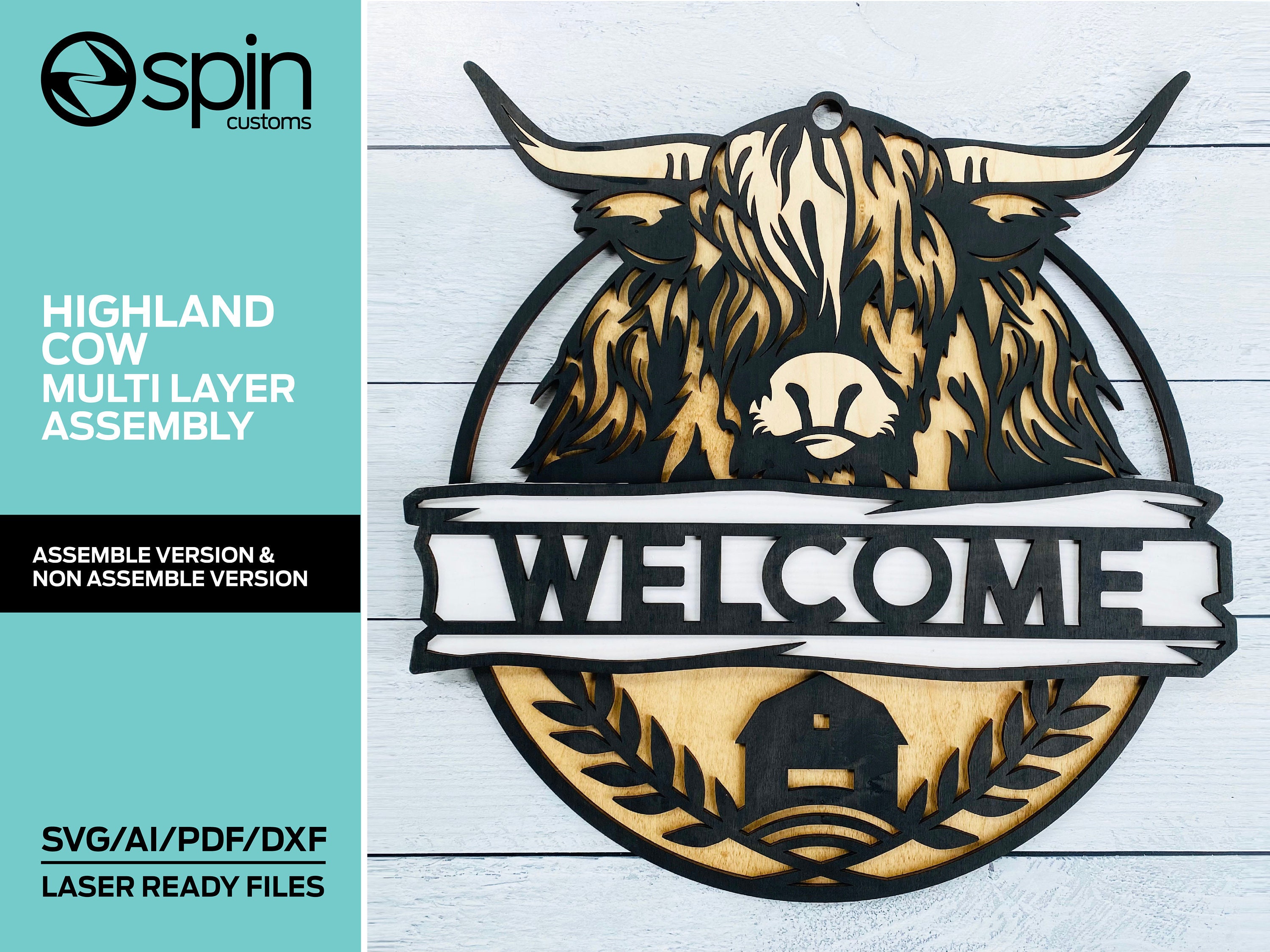 Multi-layer Assemble and Non Assemble Highland Cow Sign - Etsy