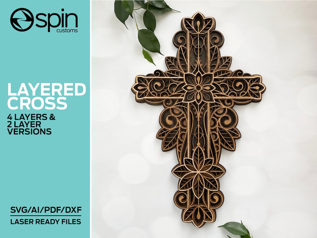 Layered Cross - 4 and 2 Layer Options - Laser Ready File - Glowforge ...