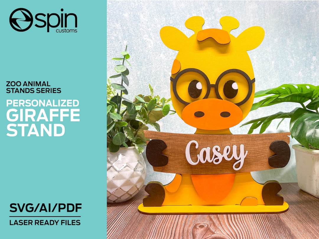 Giraffe Stand - Personalizable - Laser Ready File - Glowforge and All ...