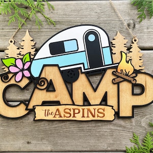 Camp Camper Sign - Easy Finish - Laser Cut File - Glowforge and All ...