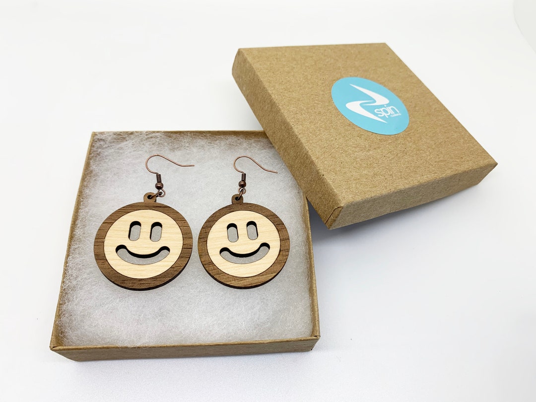 Inlay Happy Face Laser Cut Earrings Digital File Only - SVG File - Etsy