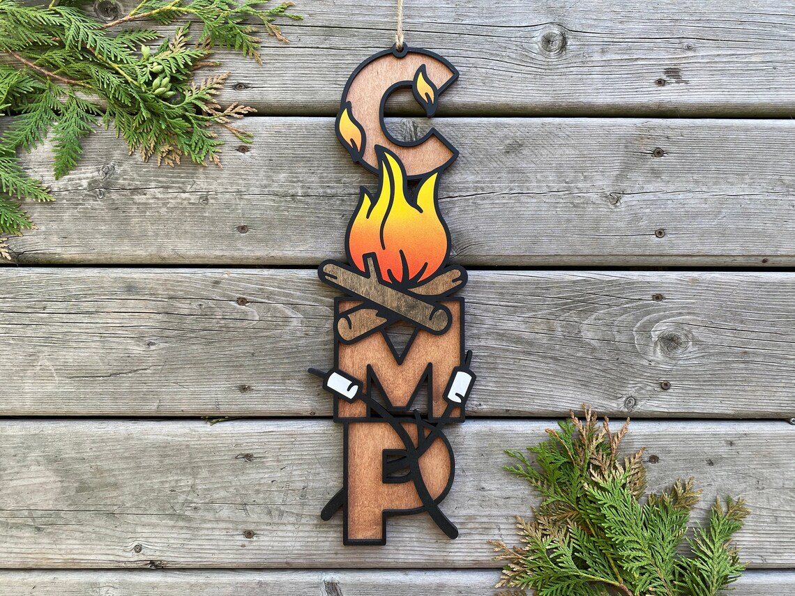 Camping Bonfire Sign - Easy Finish - Laser Cut File - Glowforge and All ...